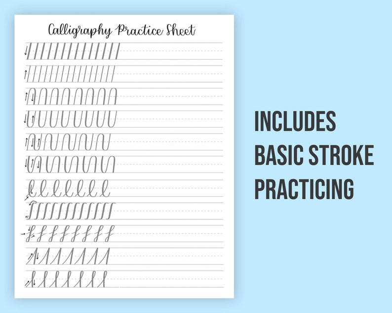 Basics of Calligraphy Practice Sheet Templates Calligraphy | Etsy