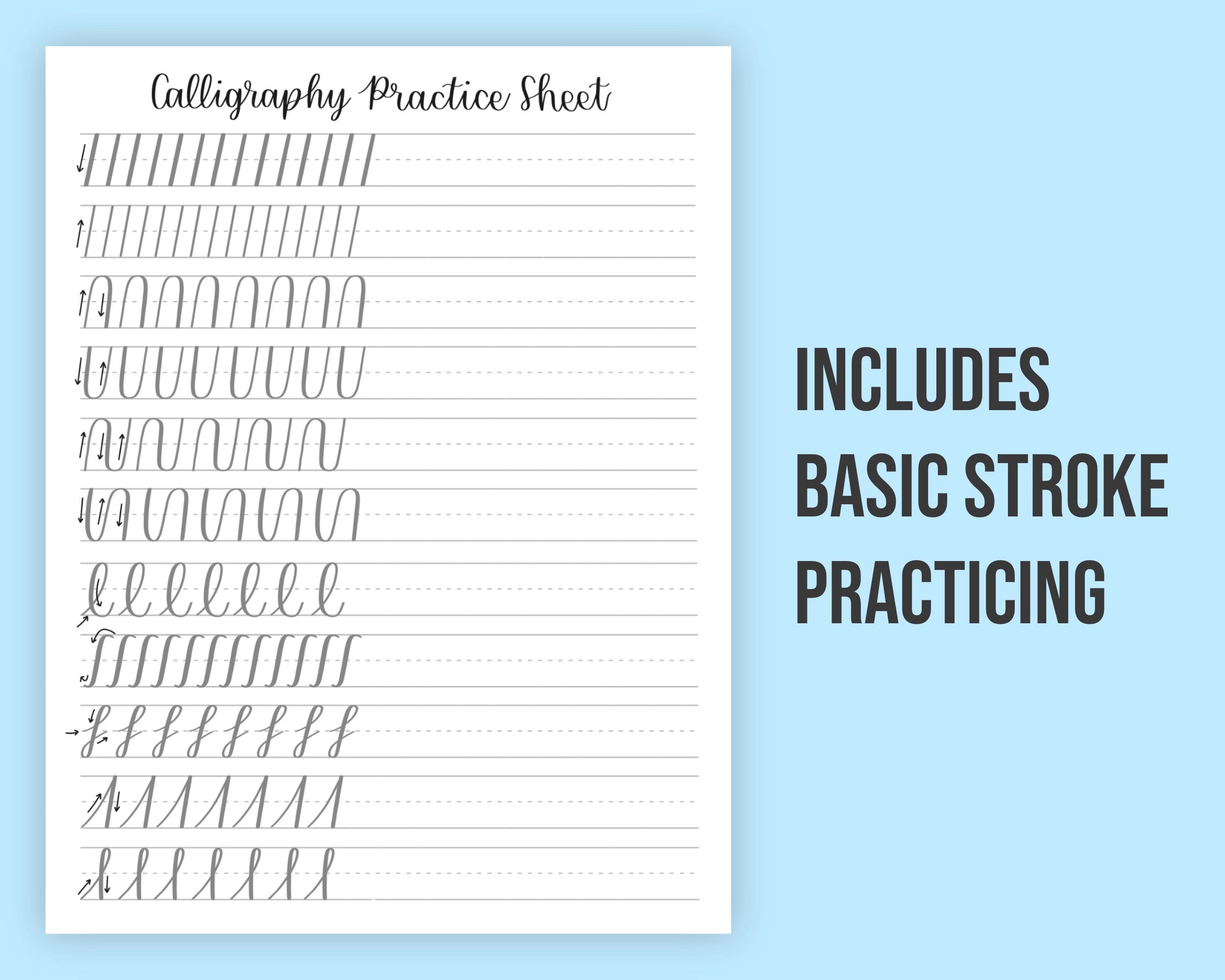 Basics of Calligraphy Practice Sheet Templates Calligraphy | Etsy Canada