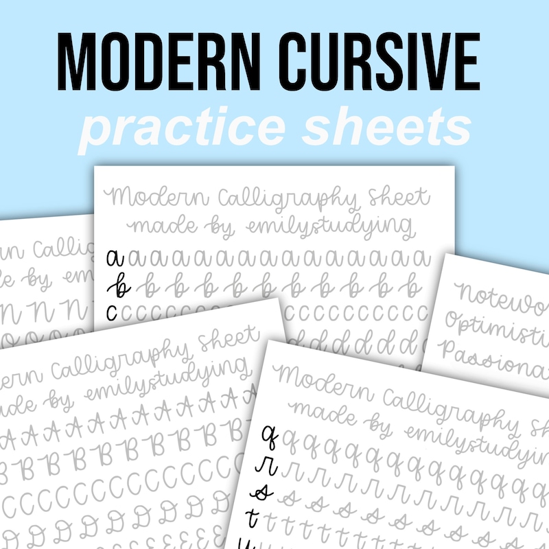 Cursive Practice Sheets - Etsy