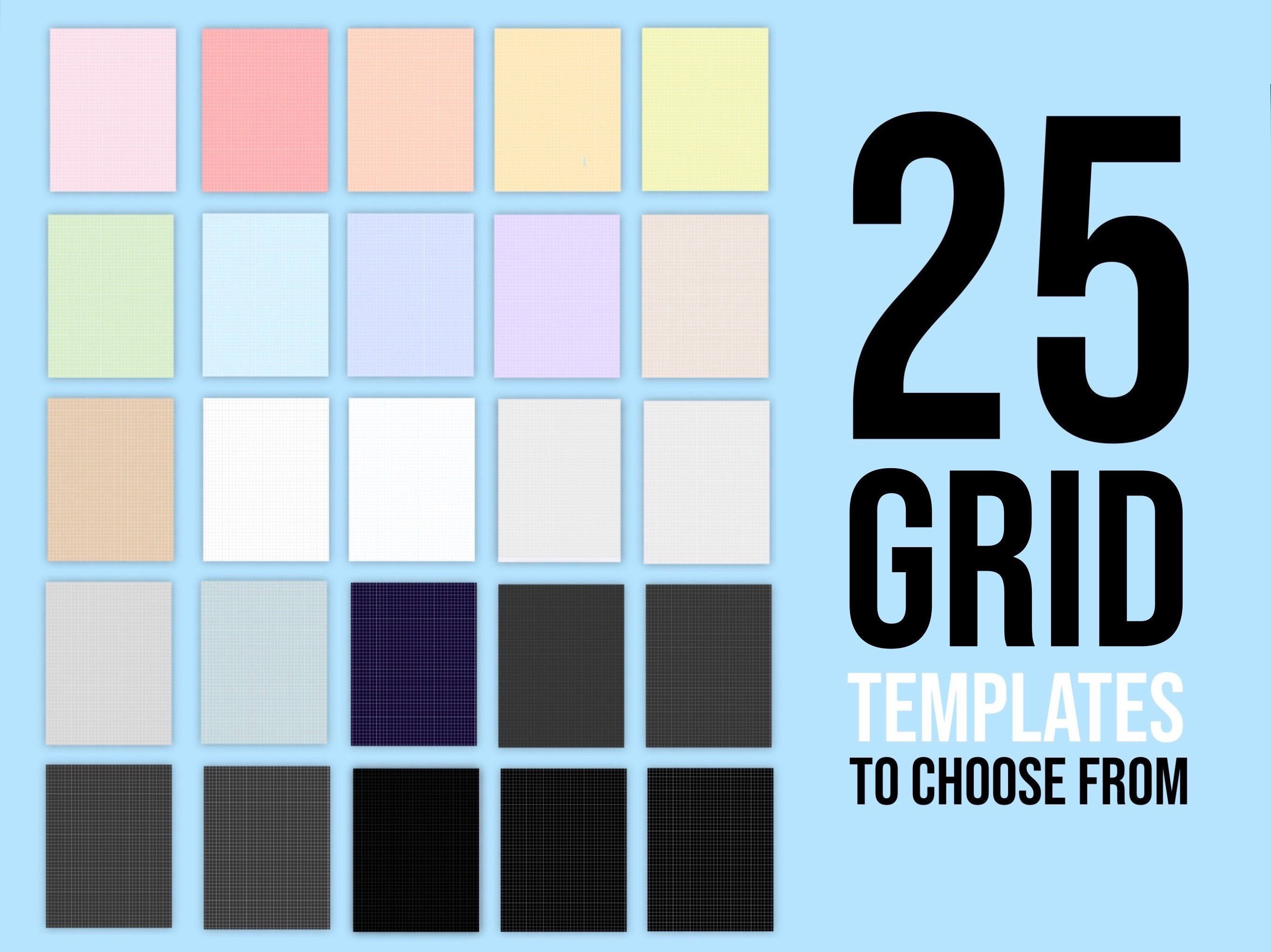 100 Colorful Paper Templates Bundle Digital Writing Grid - Etsy