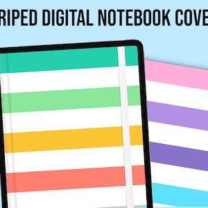 Colorful Striped Digital Notebook Covers | Digital Download PDF ...