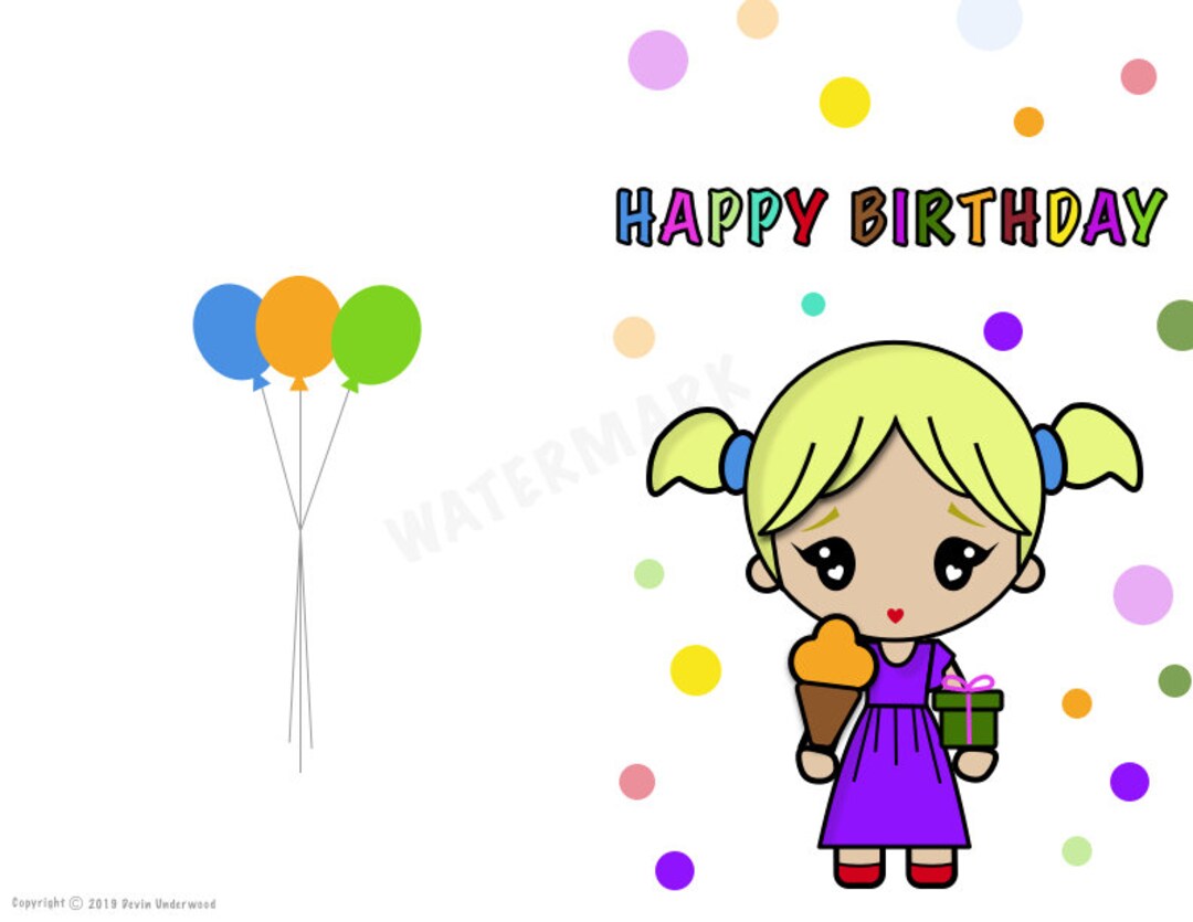Printable Birthday Card, Cute Birthday Card, Cartoon Birthday Card. - Etsy