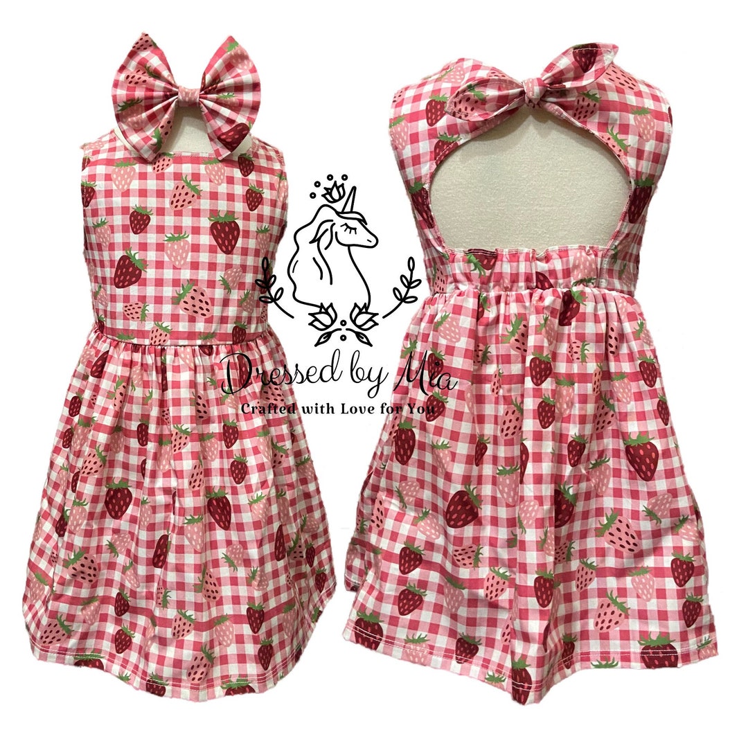 Girls Strawberry Gingham Dress, Strawberry Shortcake, Strawberry ...