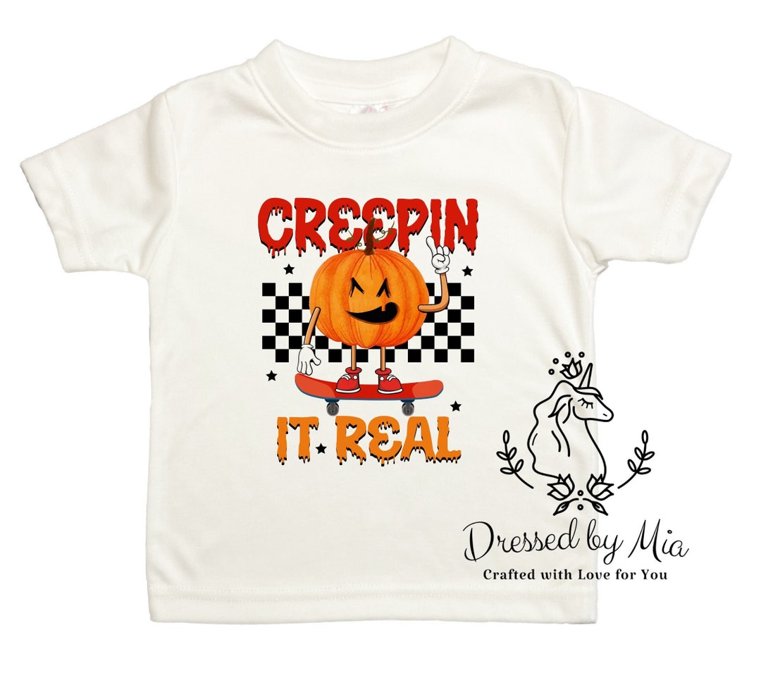 Creeping It Real, Kids Halloween Shirt, Skater Halloween, Pumpkin Shirt ...