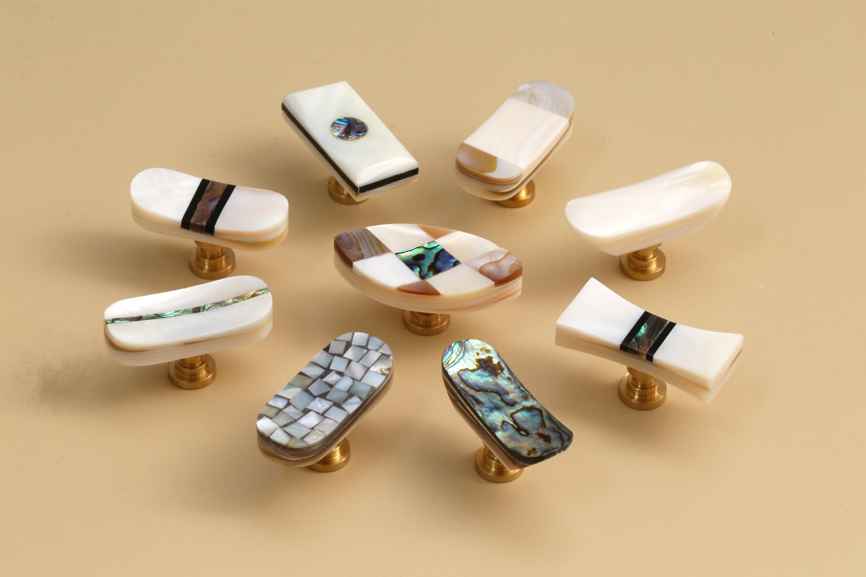 Natural Shell Drawer Pull,abalone Mother of Pearl Knob,luxury Brass ...