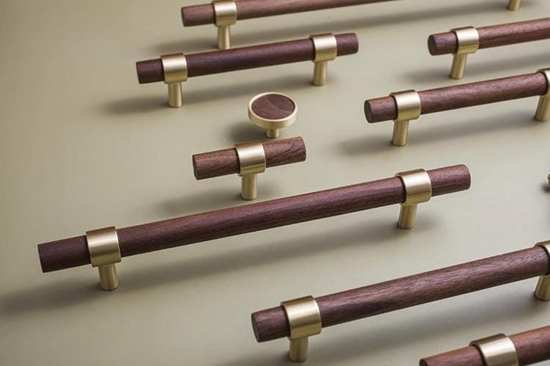 Adjustable Walnut Cabinet Handles, Minimalist Cabinet Door Handle, Wood ...