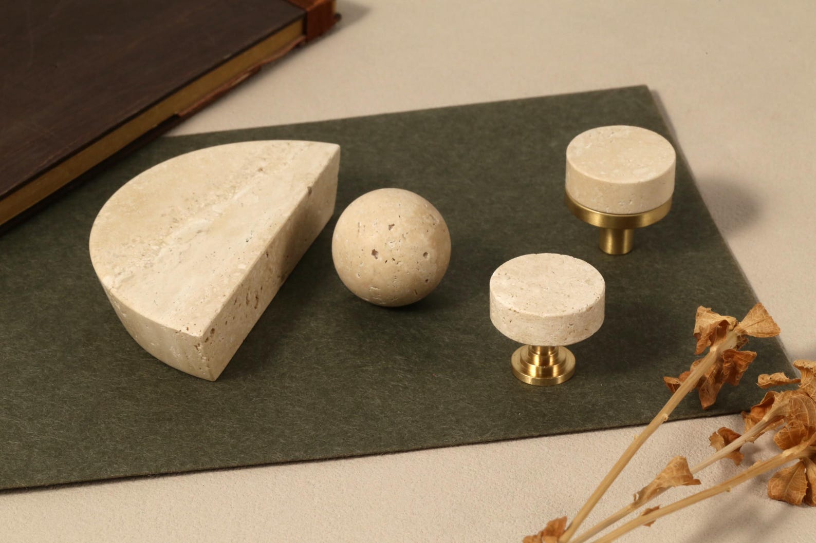Luxury Travertine Kitchen Cabinet Pulls Half Round Brass Dresser ...