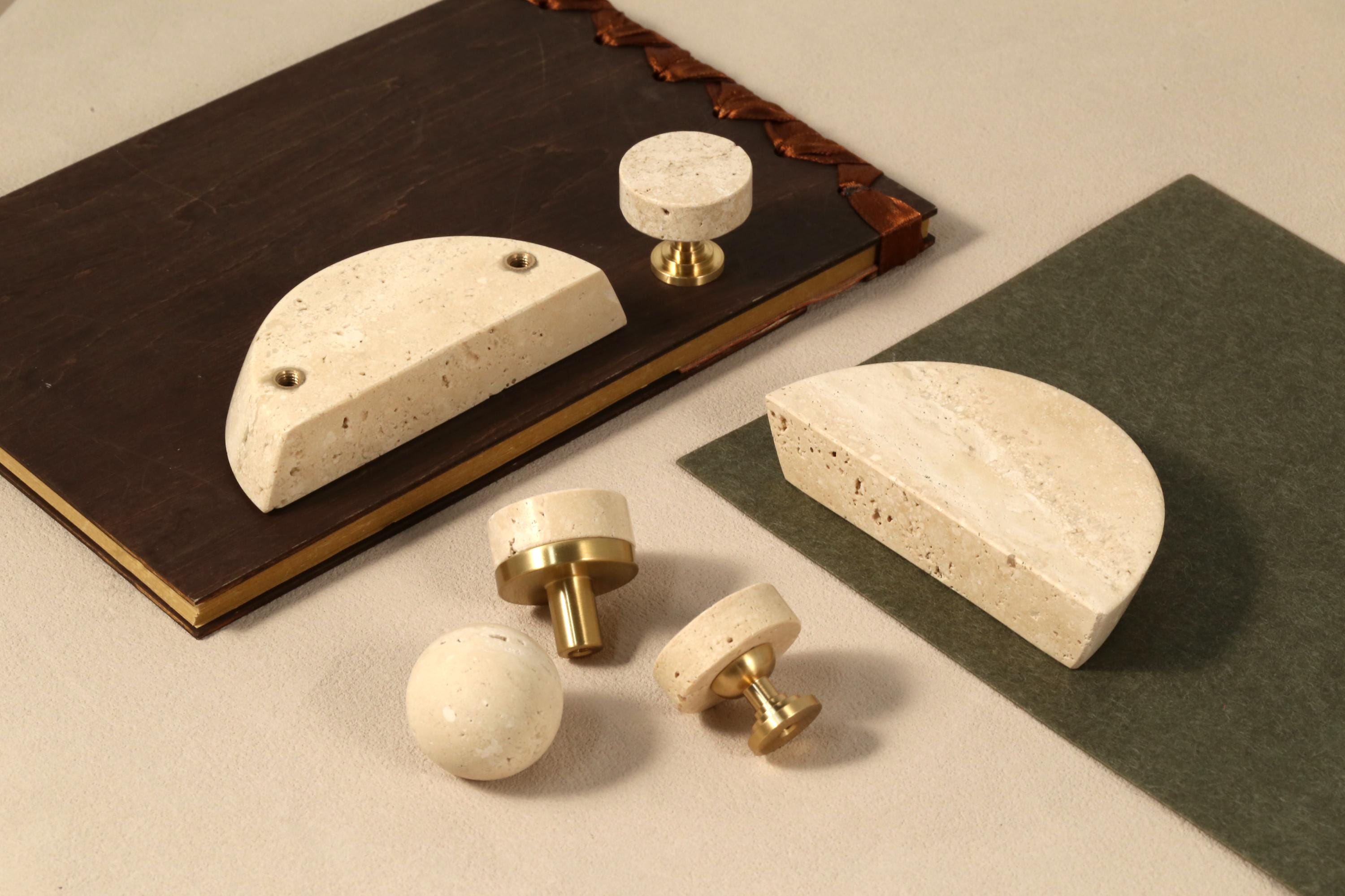 Luxury Travertine Kitchen Cabinet Pulls Half Round Brass Dresser ...