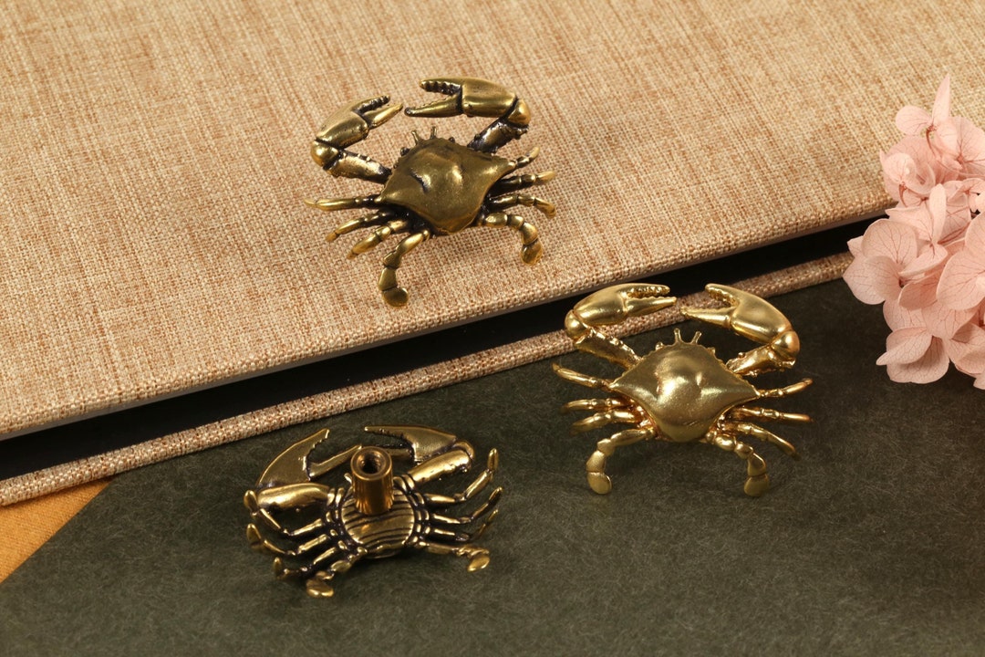 Crab Brass Drawer Pulls Knobs, Unique Cupboard Pulls Knobs,brass Ocean Cabinet Knobs, Gold ...