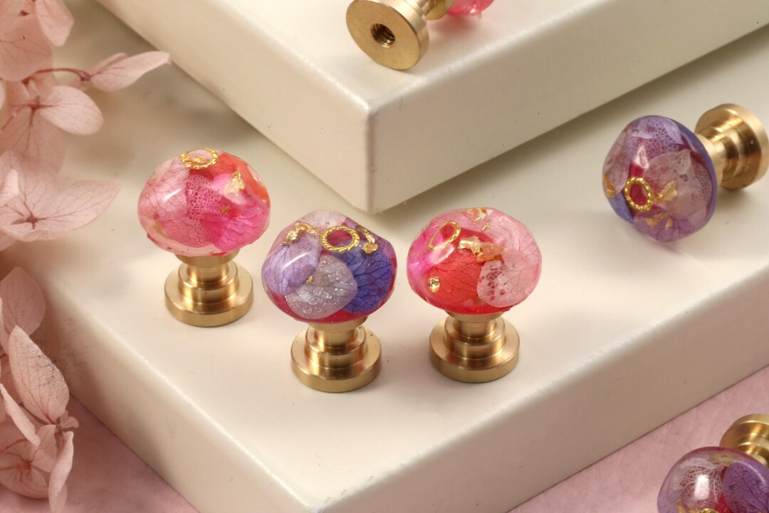 Resin Flower Drawer Knob, Dried Flower Ound Cabinet Knob, Unique Knob, Decorative Flower ...