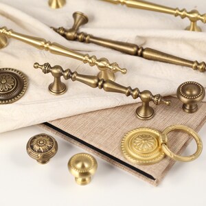 Retro Kitchen Cabinet Handles, Antique Brass Cupboard Drawer Handle ...