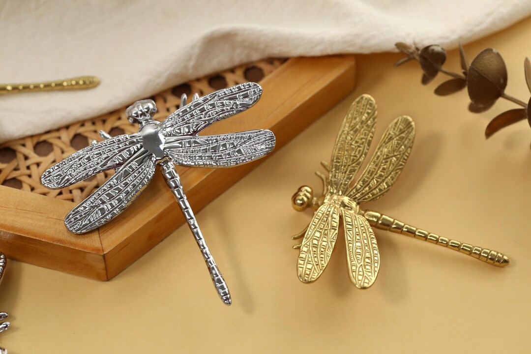 Brass Dragonfly Knobs Kitchen Cabinet Pulls and Knobs Furniture Hardware Nordic Style Drawer ...