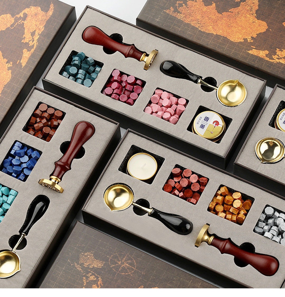 Premium Vintage Gift Box Wax Seal Kit, Custom Wax Seal Stamp, Wedding ...