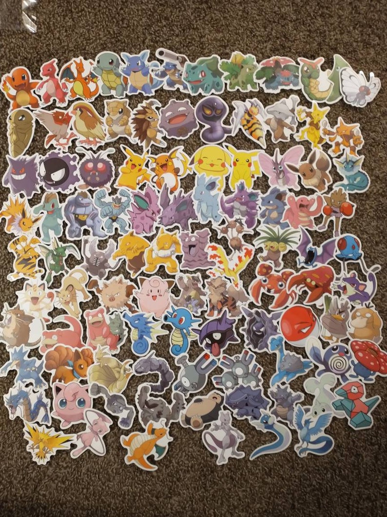 Pokemon vinyl stickers lot of 98 stickers. Waterproof and | Etsy