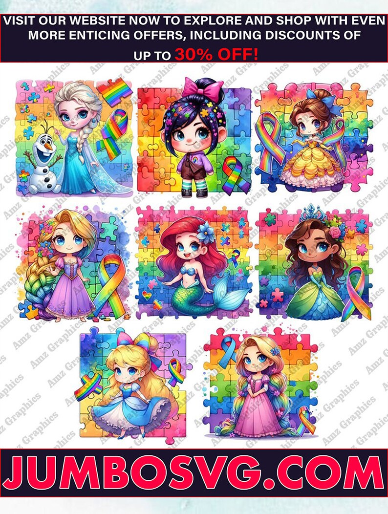 15 Autism Princess Png Bundle, Autism Awareness Png, Awareness Png, Be ...