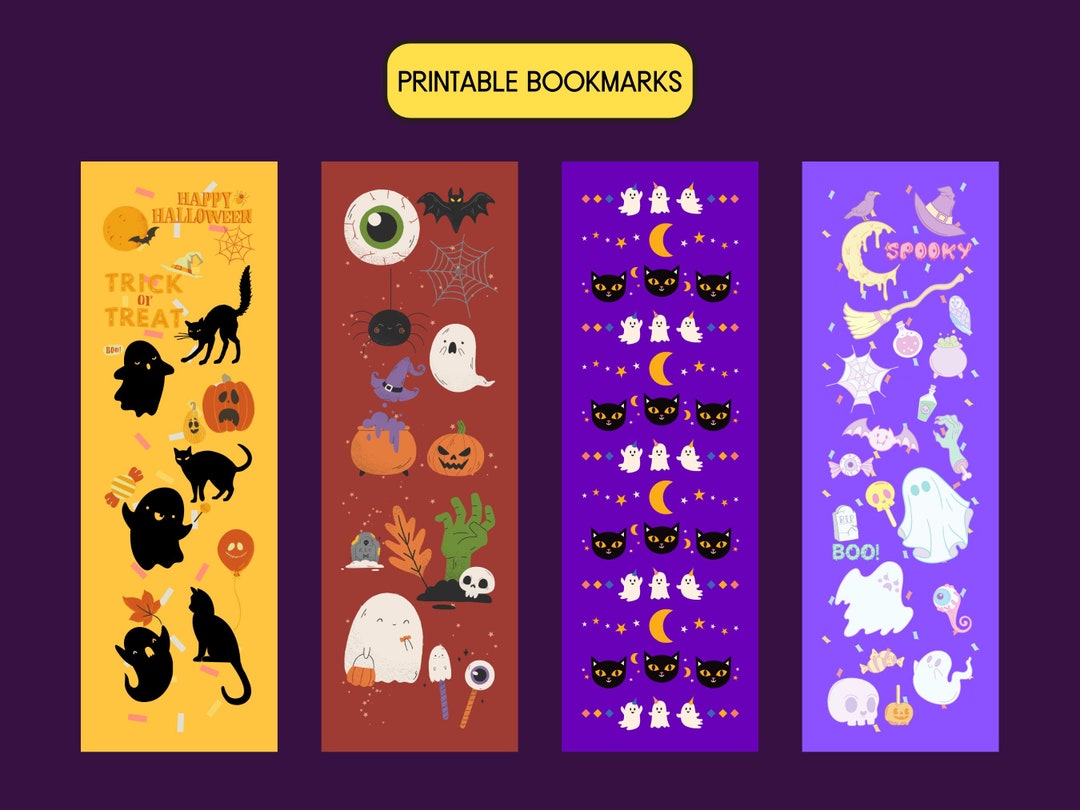 HALLOWEEN Printable Bookmarks | Digital Bookmarks | Book Lovers Gift ...