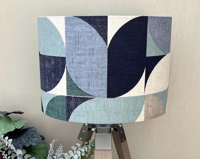 Geometric Line Lampshade, Scandinavian Fabric, Gold, Silver or White ...