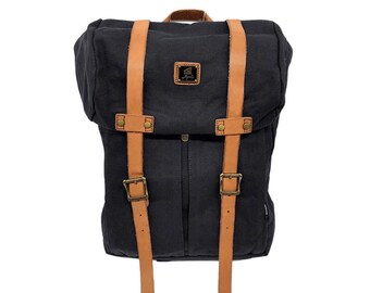 Black Canvas Backpack - Etsy