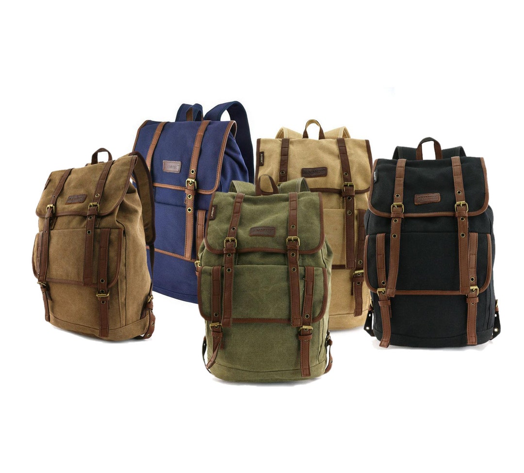 12x17 Canvas Travel Backpack Woman Canvas Rucksack Man Large Pack Bag ...
