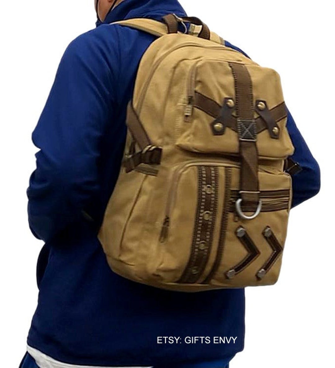 13x16 Large Capacity Canvas Backpack Travel Hiking Backpack Sport ...