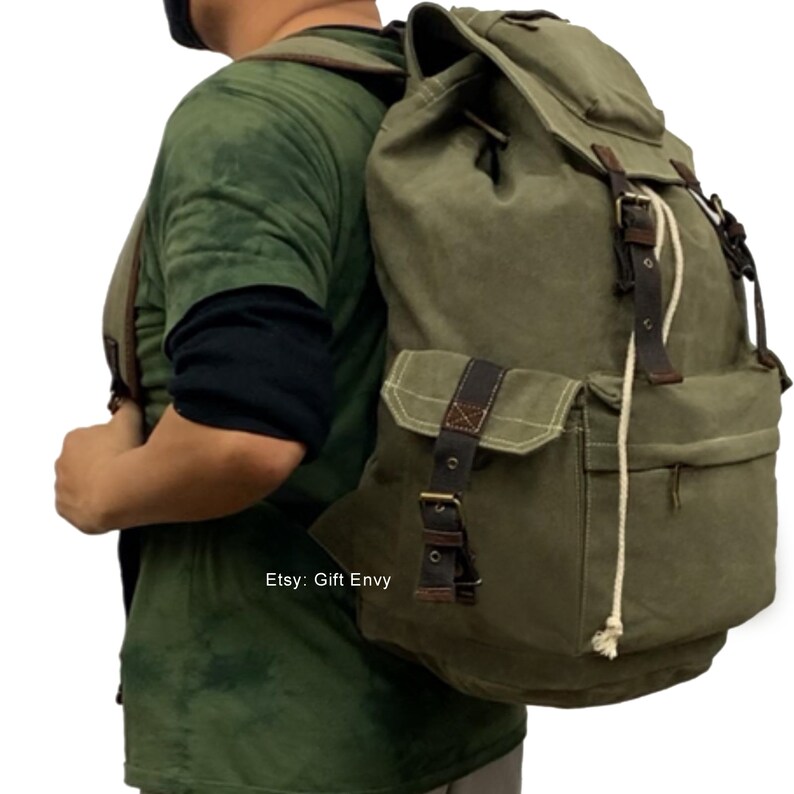 Large Canvas Travel Rucksack Backpack Etsy