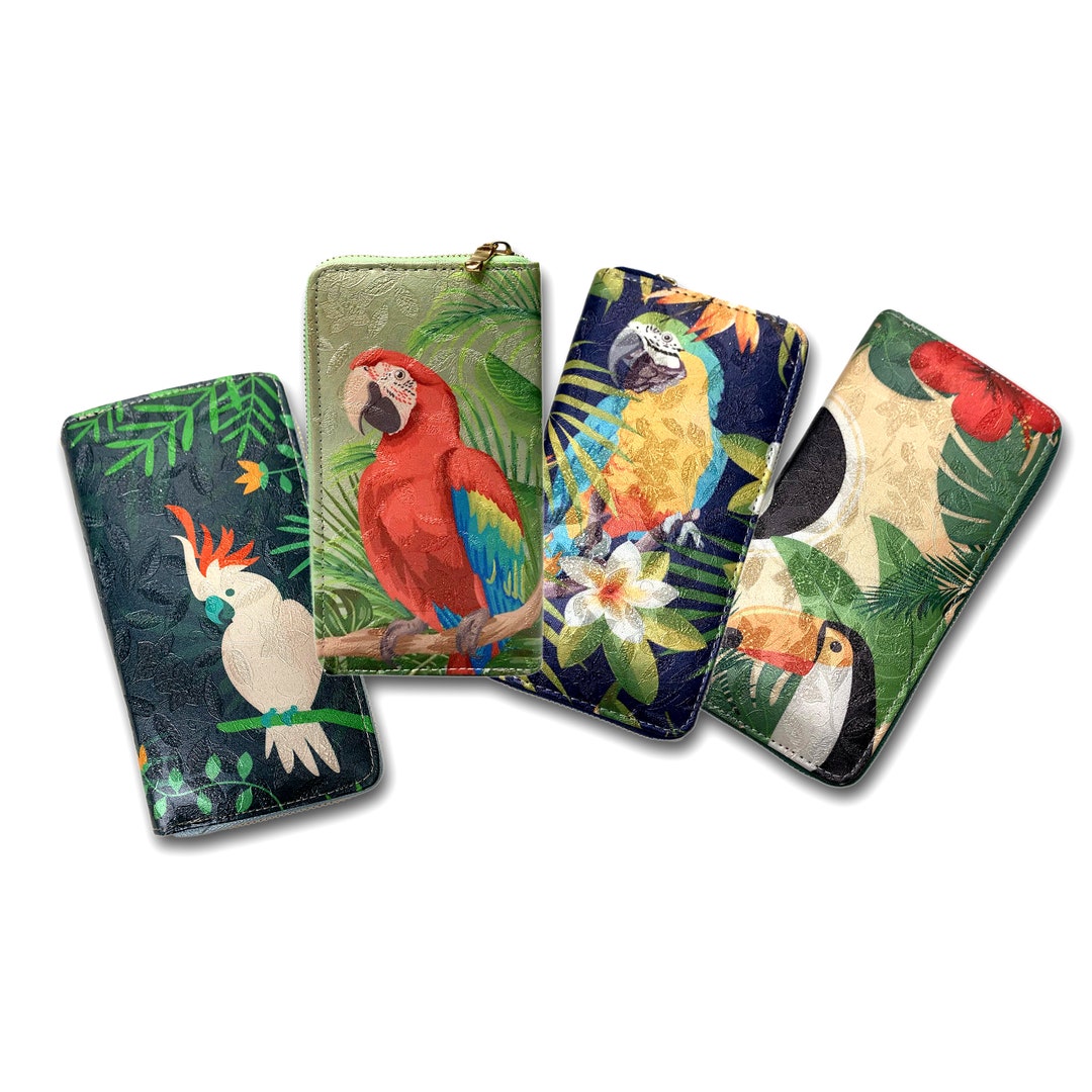 7X4 Zip Around Tropical Bird Painting Art Unisex Wallet - Etsy