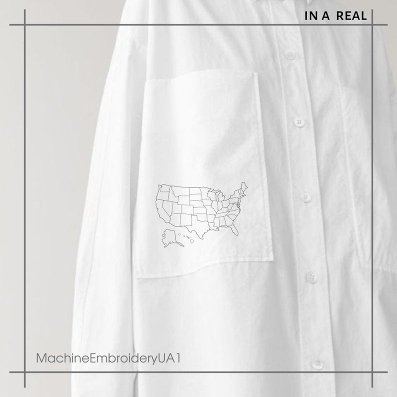 USA Map Outline With States Machine Embroidery Design USA - Etsy