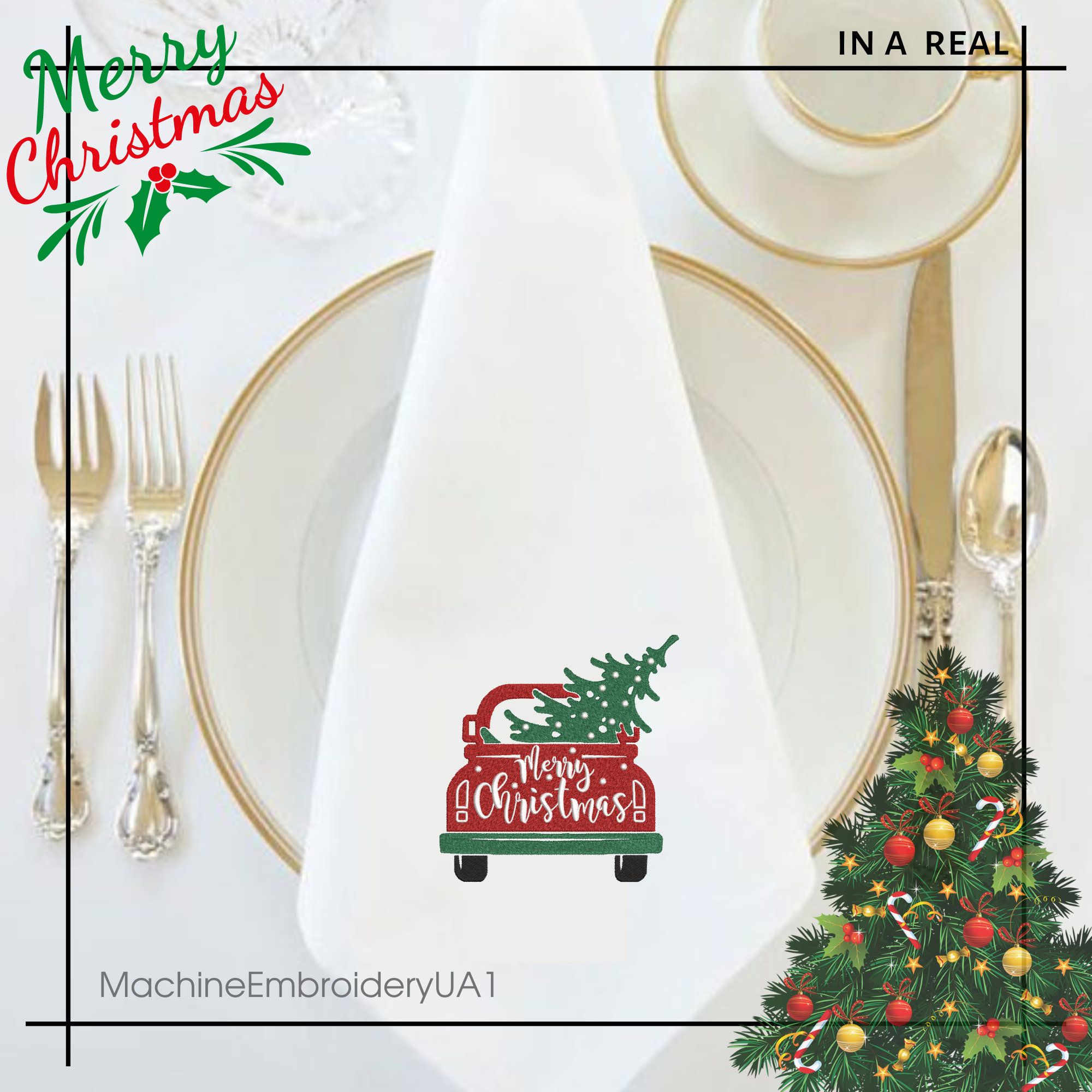 Christmas Tree in the Car Machine Embroidery Design Merry - Etsy