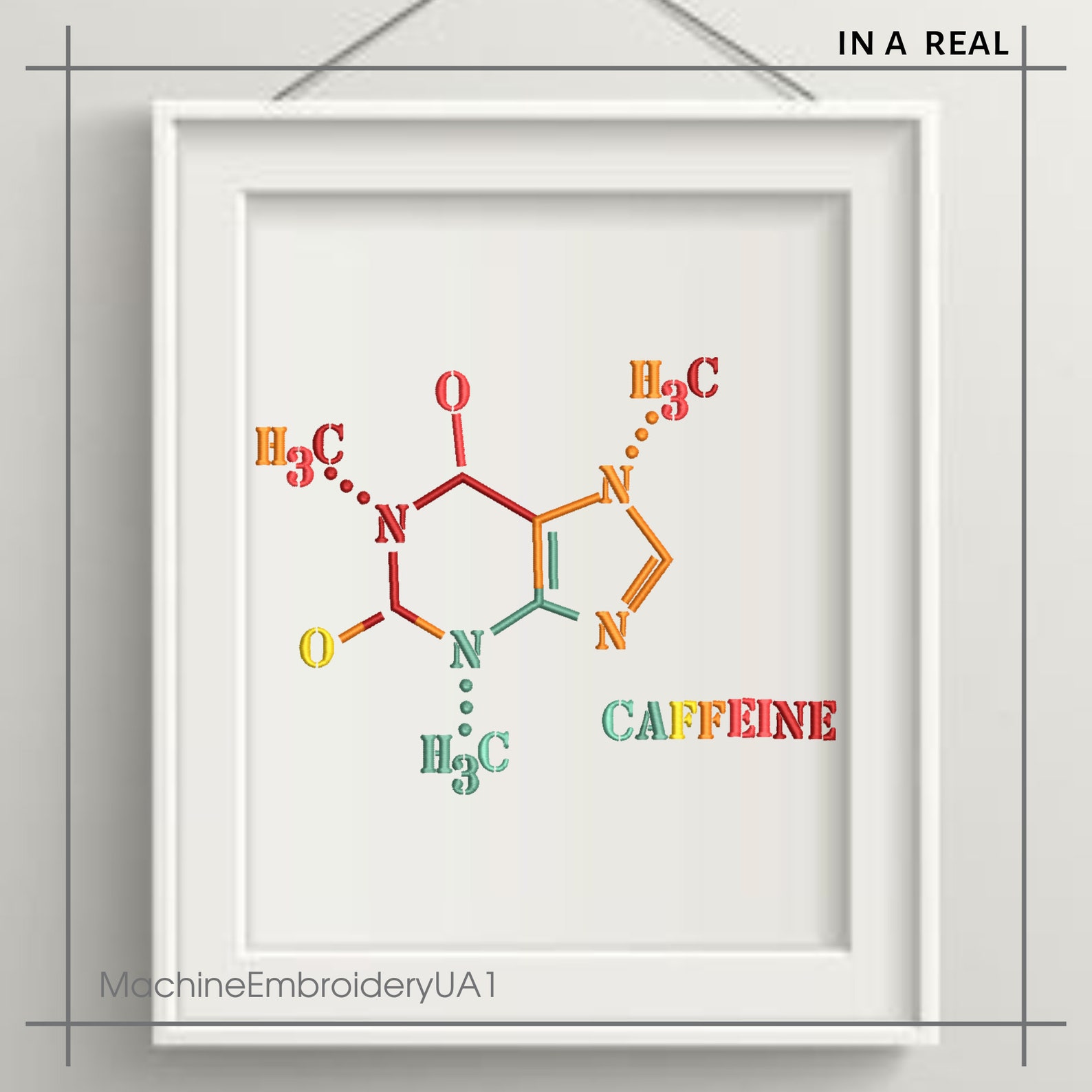 Caffeine Molecule Machine Embroidery Design - Coffee Embroidery Files ...