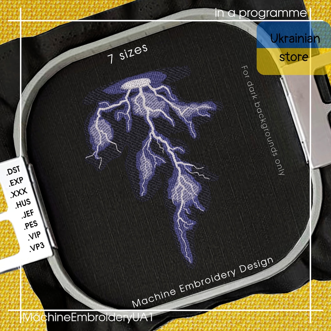 Lightning on a Dark Background Machine Embroidery Design Lightning ...