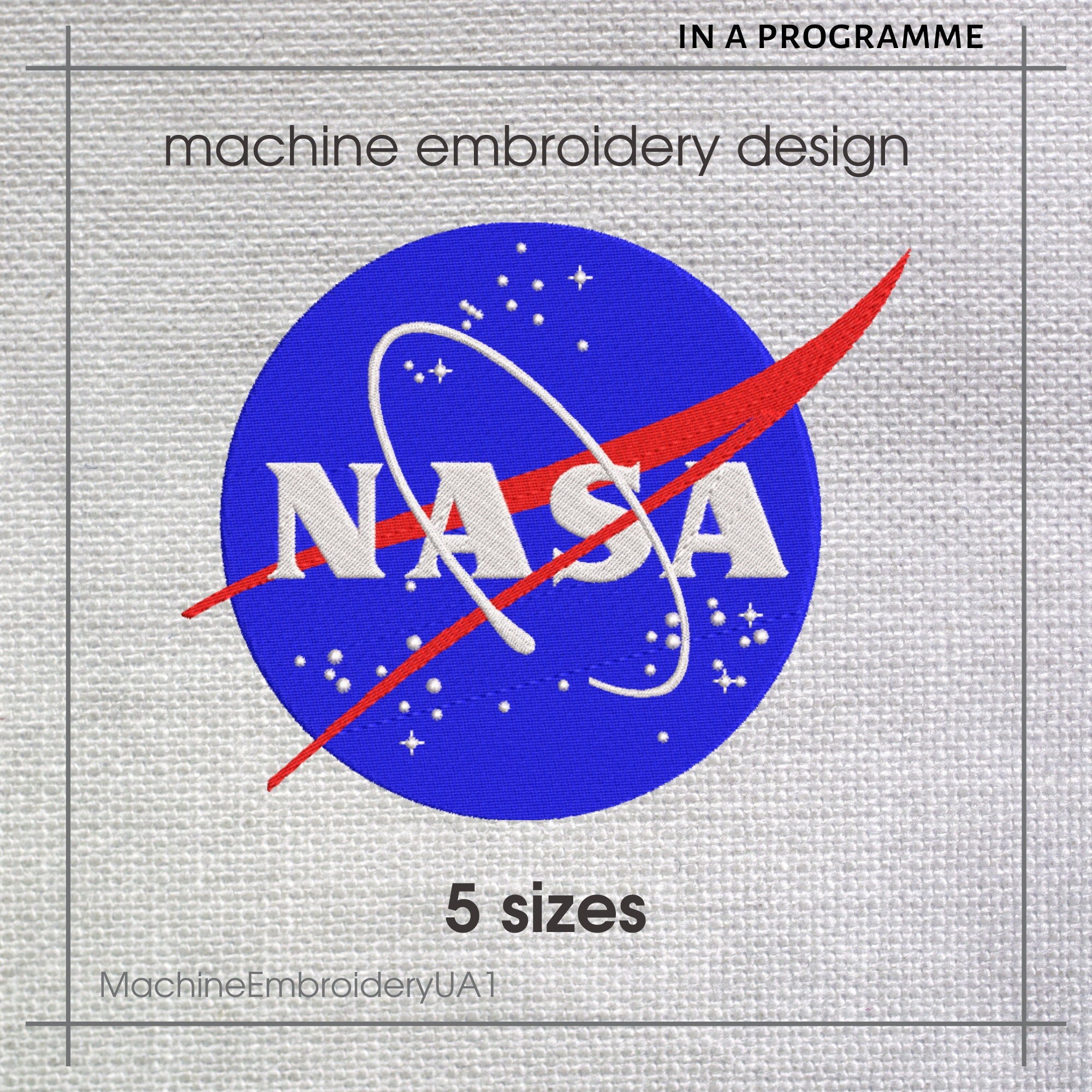 NASA Machine Embroidery Design - NASA Embroidery Files - 5 Sizes ...