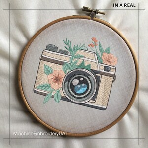 Floral Camera Machine Embroidery Design - Camera Embroidery Files - 7 ...