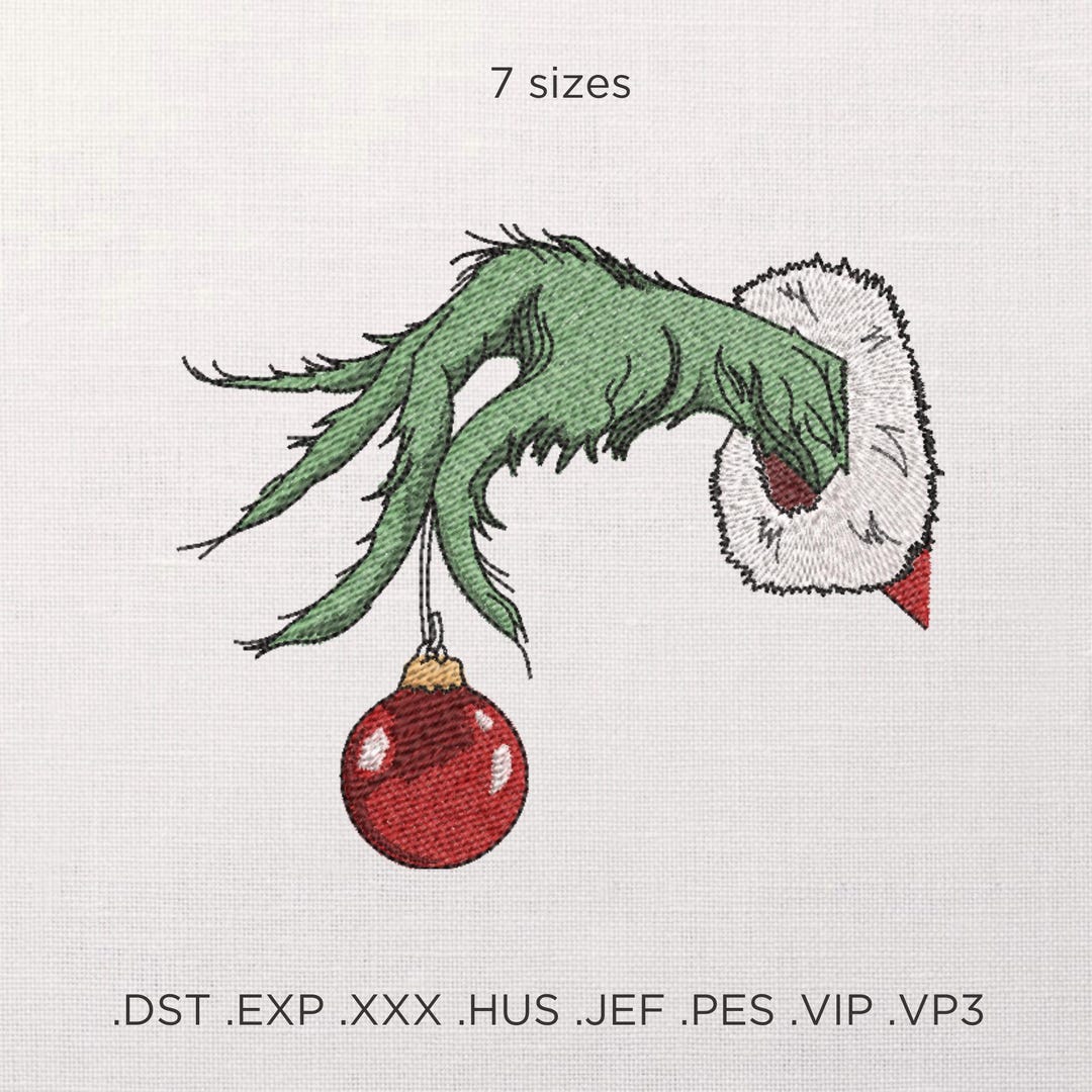 Christmas Machine Embroidery Pattern, Grinch Hand Embroidery Design ...