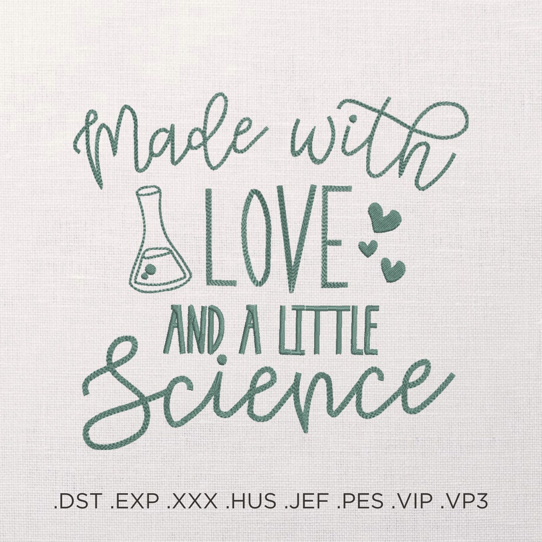 Made With LOVE Text Embroidery Design - Font Embroidery Files - 5 Sizes ...
