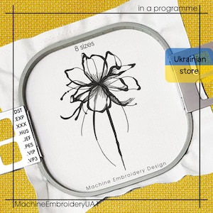 Black Flower Ink Machine Embroidery Design Black Flower Embroidery ...