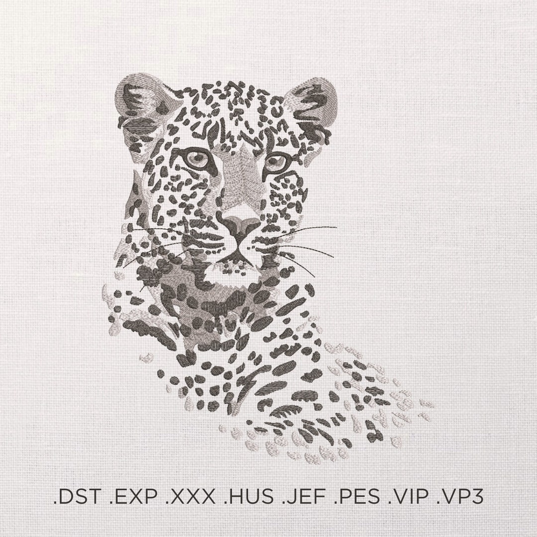 Cheetah Machine Embroidery Design, Leopard Embroidery Pattern, Wild Cat ...