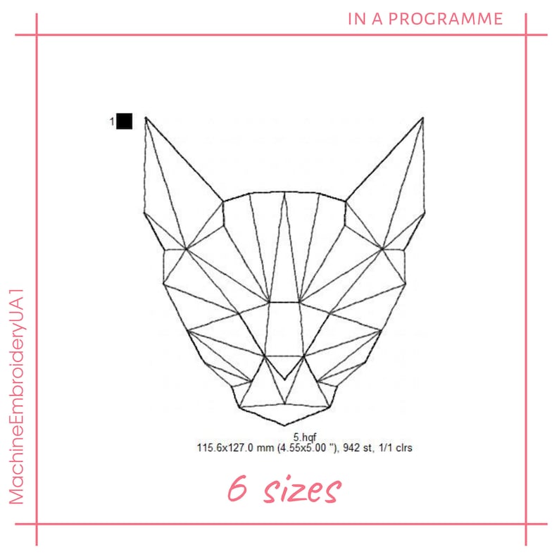 Stylish Geometric Cat Embroidery Machine Pattern, Outline Cat ...