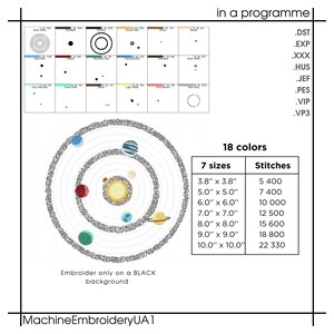 Solar System Machine Embroidery Design, Milky Way Embroidery Files, 7 ...