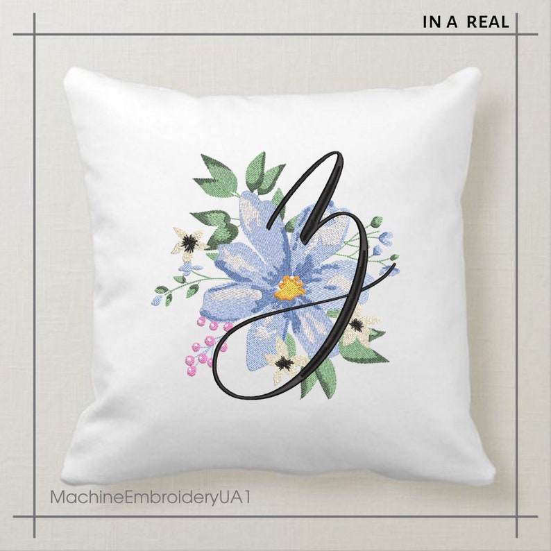 Floral Monogram Machine Embroidery Design 6 Sizes | Etsy