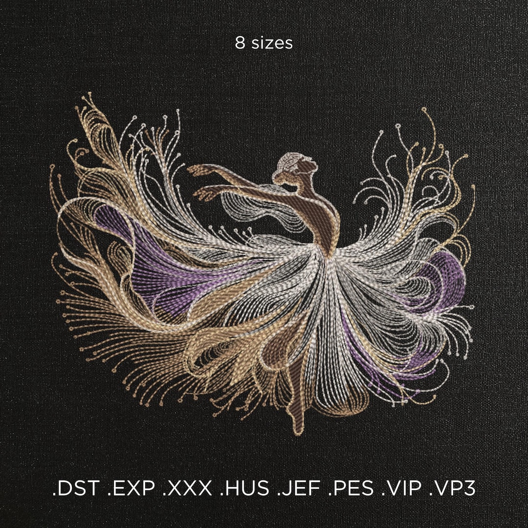 Royal Embroidery Pattern, Ballerina Embroidery Machine Design, Dancer ...