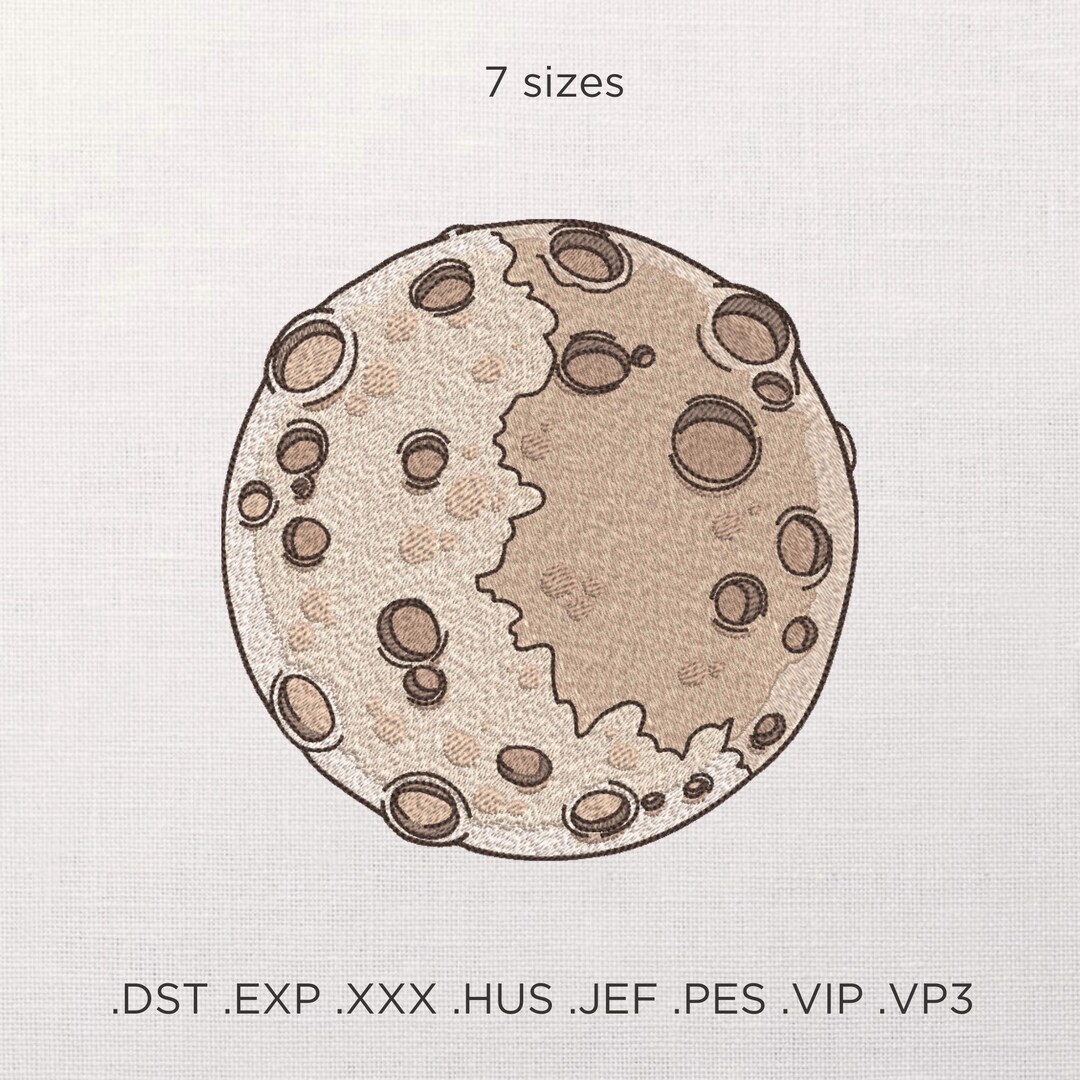 Moon Machine Embroidery Design, Space Theme Embroidery Pattern, Full ...