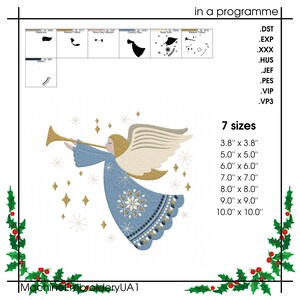 Christmas Angel Machine Embroidery Design - Angel Embroidery Files - 7 ...
