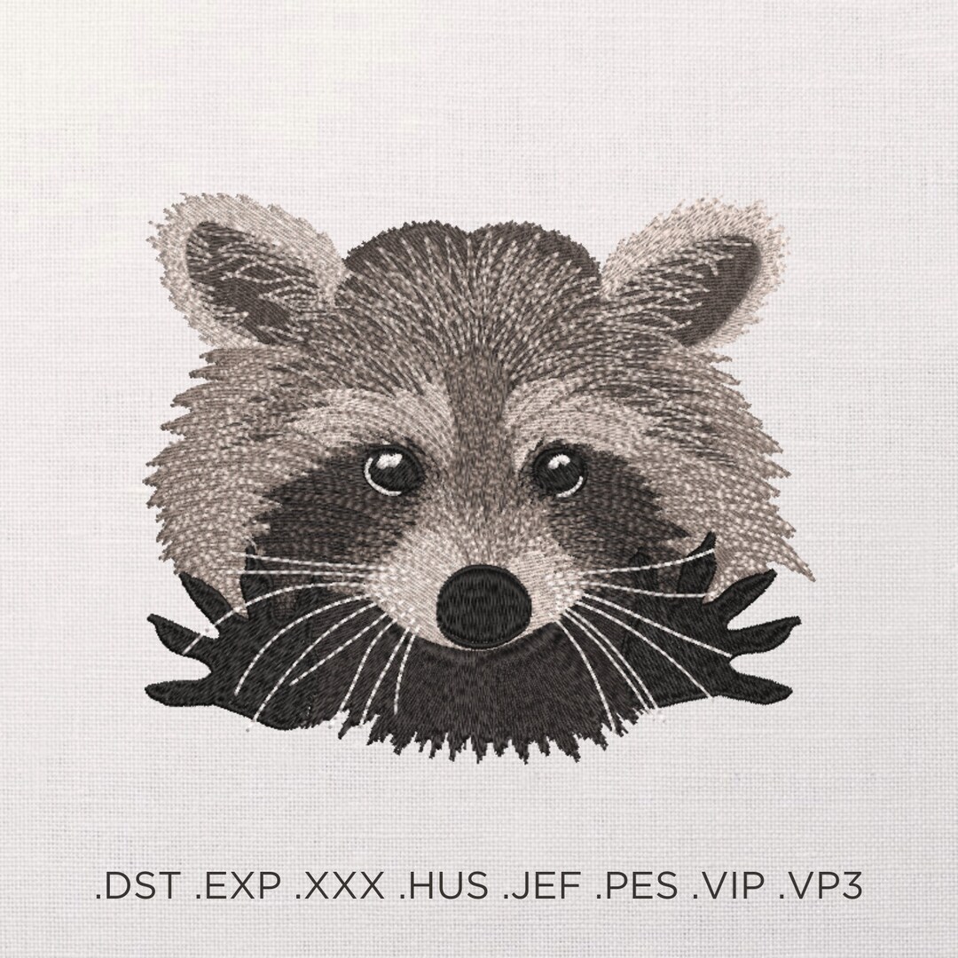 Raccoon Machine Embroidery Design - Cute Raccoon Embroidery Files - 5 ...
