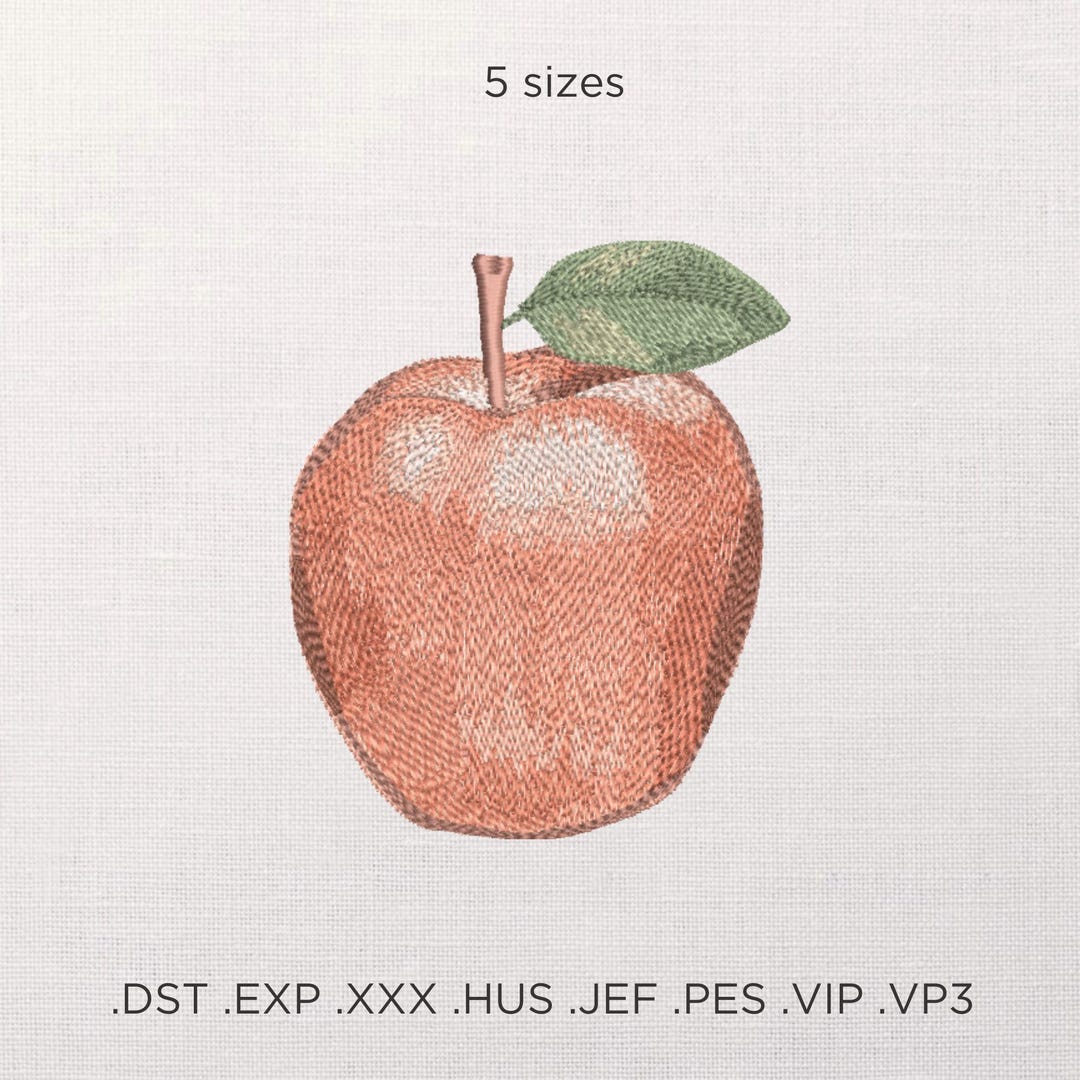 Red Apple Embroidery Machine Pattern, Fruit Theme Embroidery Design ...