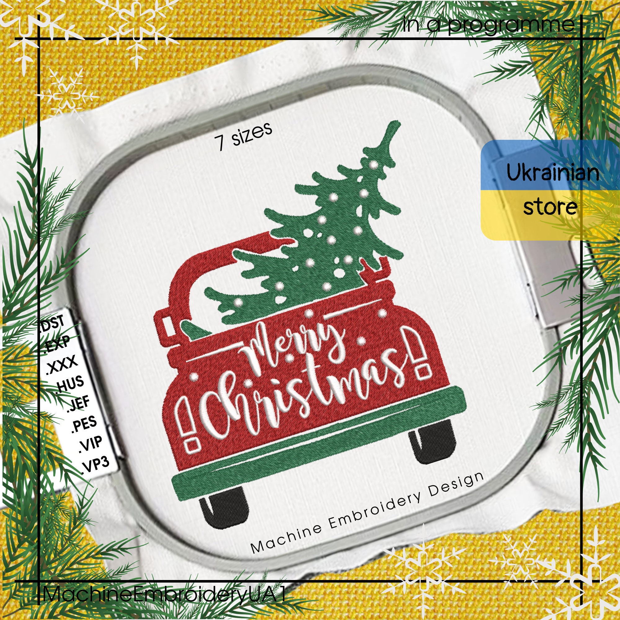 Christmas Tree in the Car Machine Embroidery Design Merry - Etsy