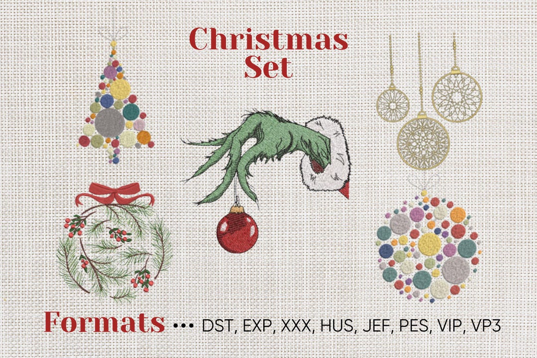 Charming Christmas Ball Ornaments Machine Embroidery Pattern Set ...