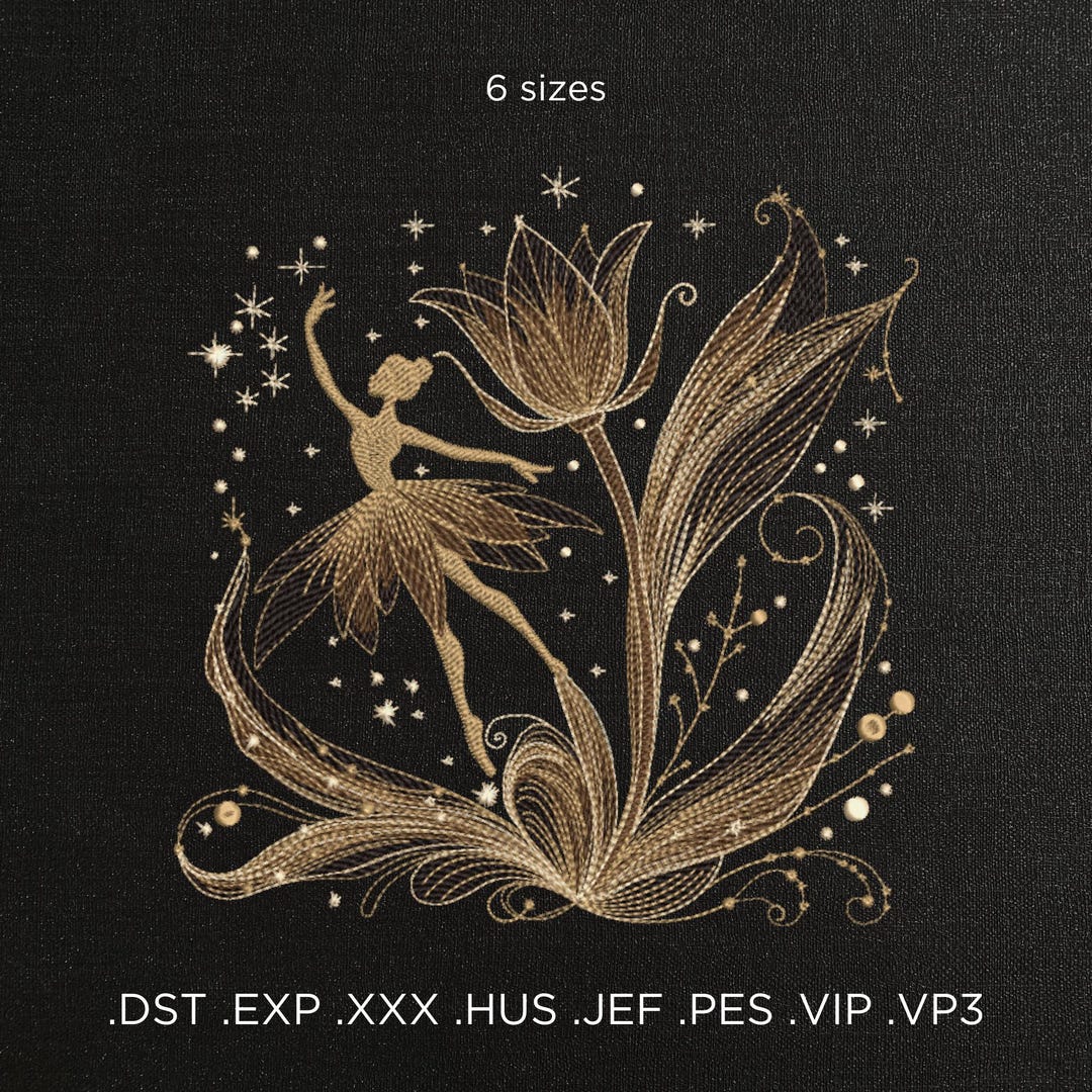 Charming Fairy With Flower Embroidery, Magic Embroidery Design, Floral Embroidery Machine ...