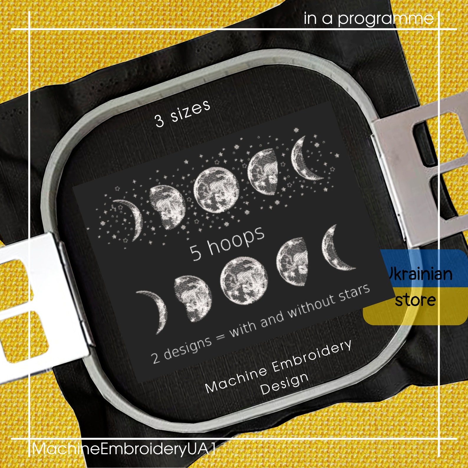 Phases of the Moon With Stars Large Machine Embroidery - Etsy