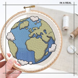 Planet Earth Machine Embroidery Design Planet Earth Embroidery Files 7 ...