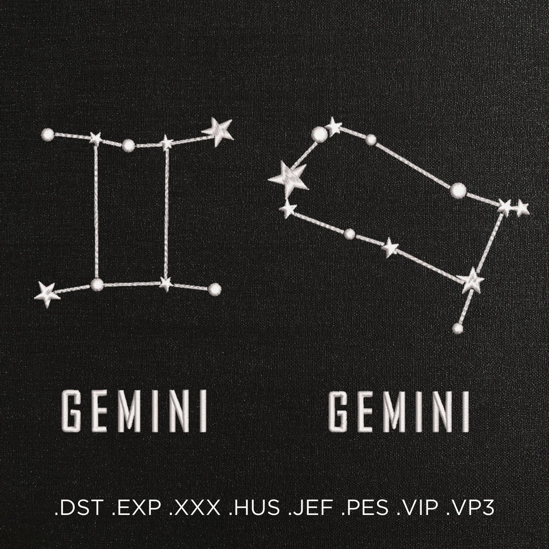 Gemini Constellation Machine Embroidery Pattern, Zodiac Embroidery ...